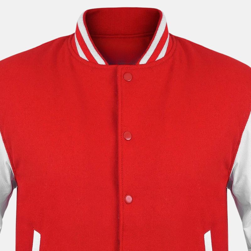 Mens Classic Plain Red Varsity Jacket | Varsity Bomber Jacket Men