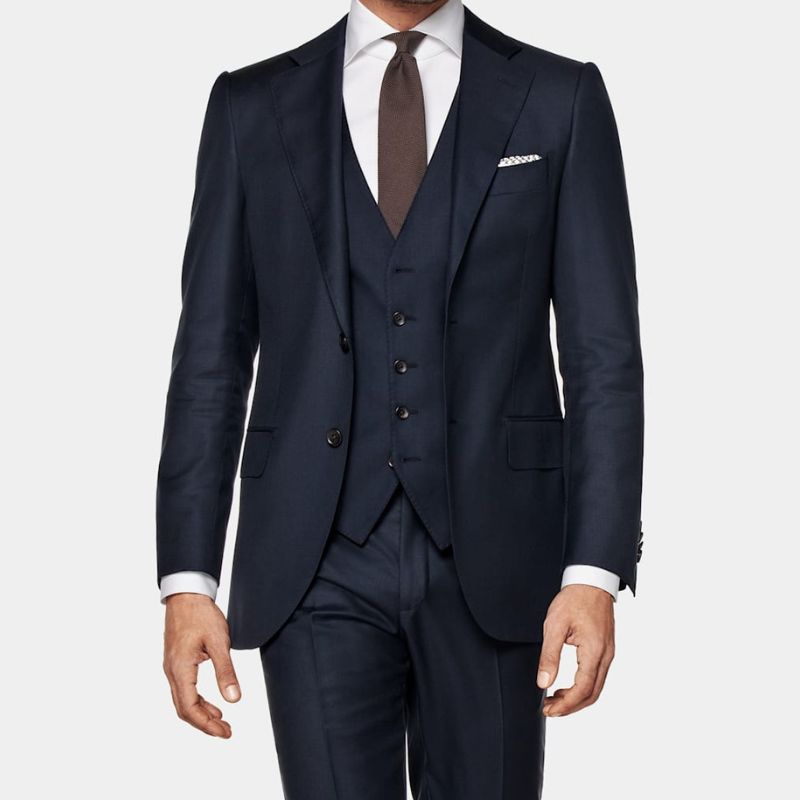 Classic Navy Blue Mens Three Piece Suit - Navy Blue 3 Piece Suit
